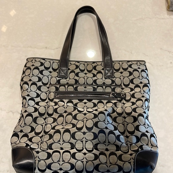 Coach | Bags | Coach Signature Black And Grey Shoulder Bag | Poshmark